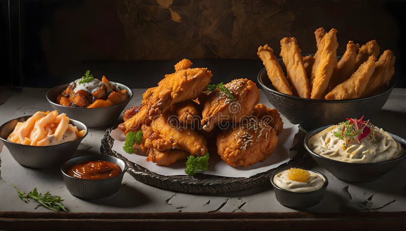 Assorted Fried Chicken, Food Photography Stock Illustration ...