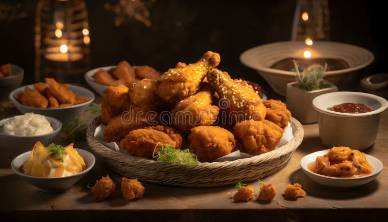 Assorted Fried Chicken, Food Photography Stock Illustration ...