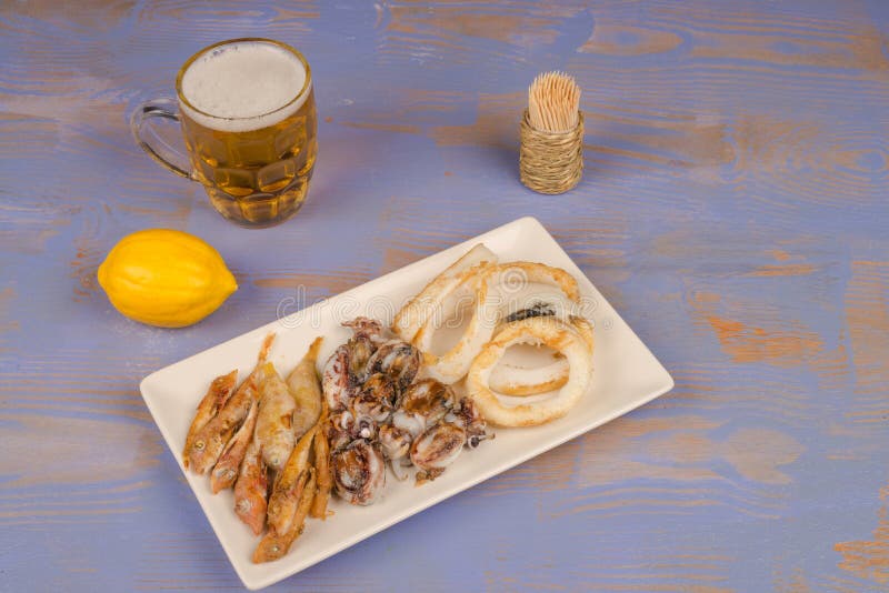 Assorted fried fish stock photo. Image of squid, spanish - 33117840