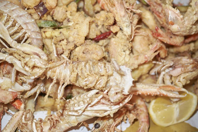 Assorted fried seafood stock photo. Image of appetizer - 109252758