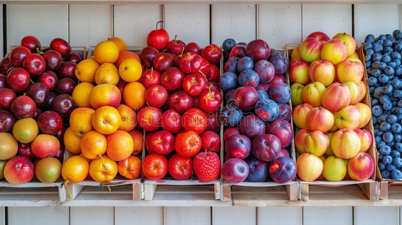 Assorted Fruit Displayed on a Shelf Stock Image - Image of produce ...