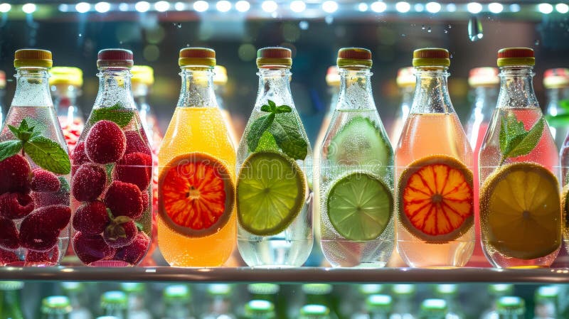 Assorted Fruit-infused Drinks in Bottles Stock Image - Image of fruit ...