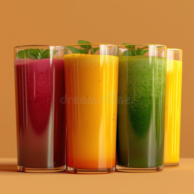 Assorted Fruit Juices Closeup Stock Illustration - Illustration of ...