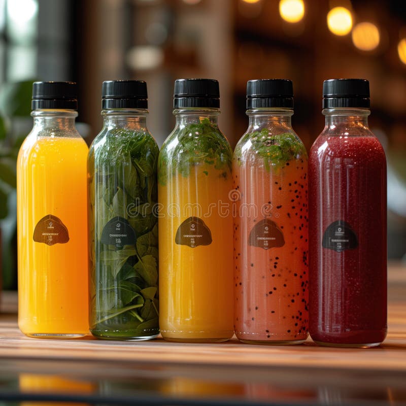 Assorted Fruit Juices Closeup Stock Illustration - Illustration of ...