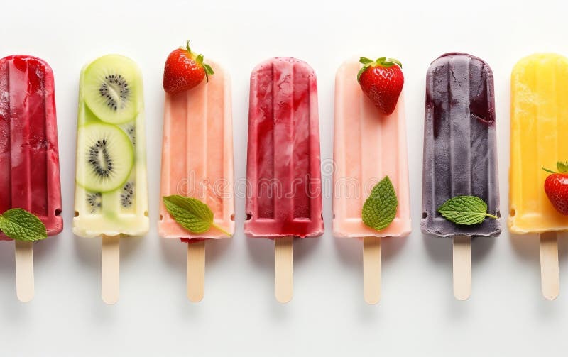 Assorted Fruit Popsicles Collection on Stick. Generative AI Stock ...