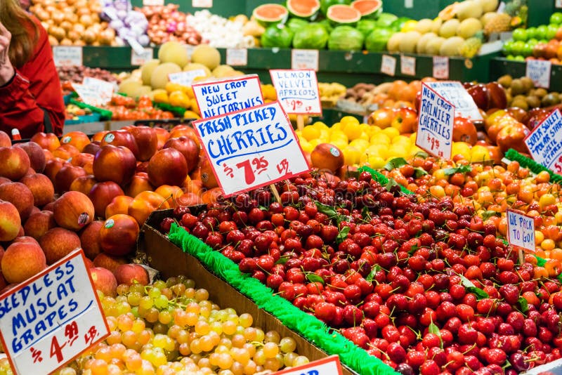 Assorted Fruit Stand, Indoor Market Stock Image - Image of marketplace ...