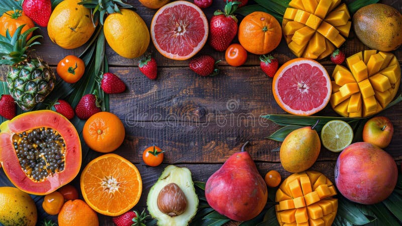 Assorted Fruits Arranged in a Circle Stock Image - Image of ...