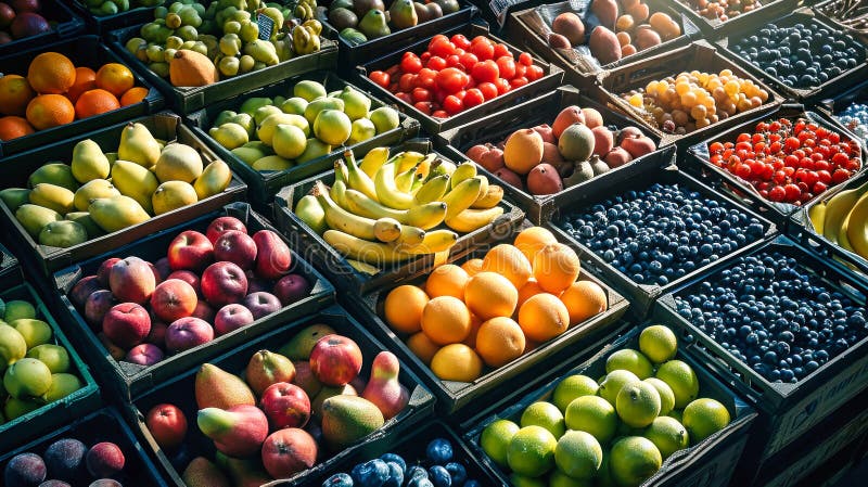 Assorted Fruits Arranged on Table Stock Illustration - Illustration of ...