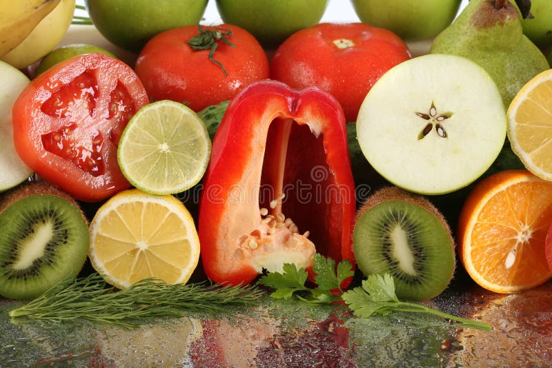 Assorted Fruits and Vegetables Stock Image - Image of crop, kiwi: 46457861