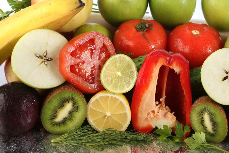Assorted Fruits and Vegetables Stock Photo - Image of food, bright ...