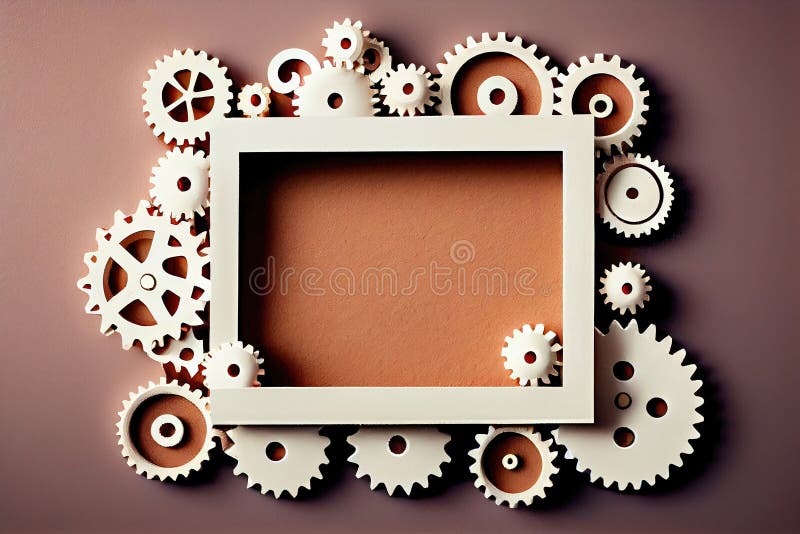 Assorted Gear Border Frame on Colorful Background Copy Space Made with ...