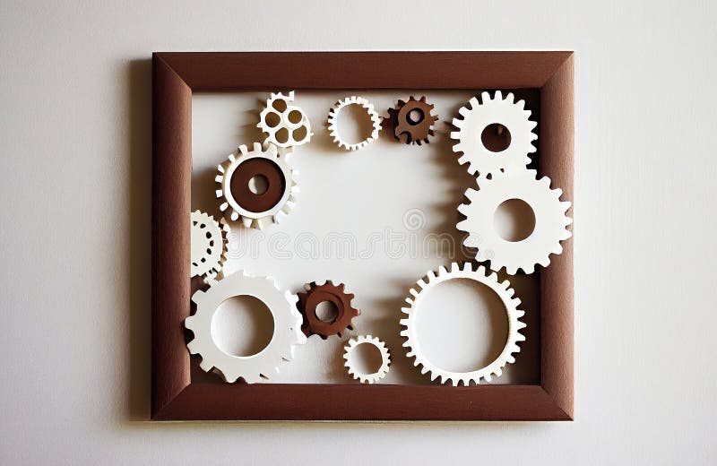 Assorted Gear Border Frame on Colorful Background Mock-up Copy Space ...