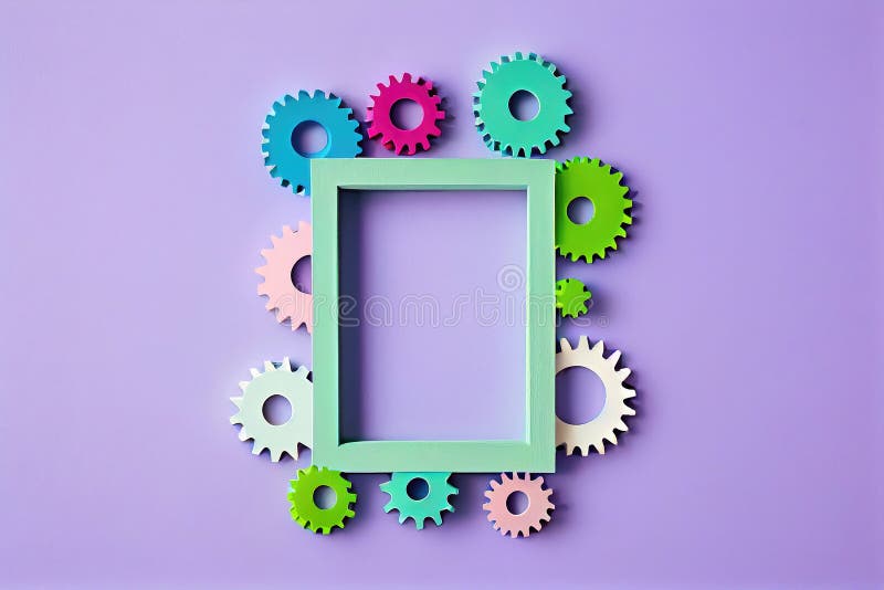 Gear Border Frame on Colorful Background Mock-up Copy Space Made with ...