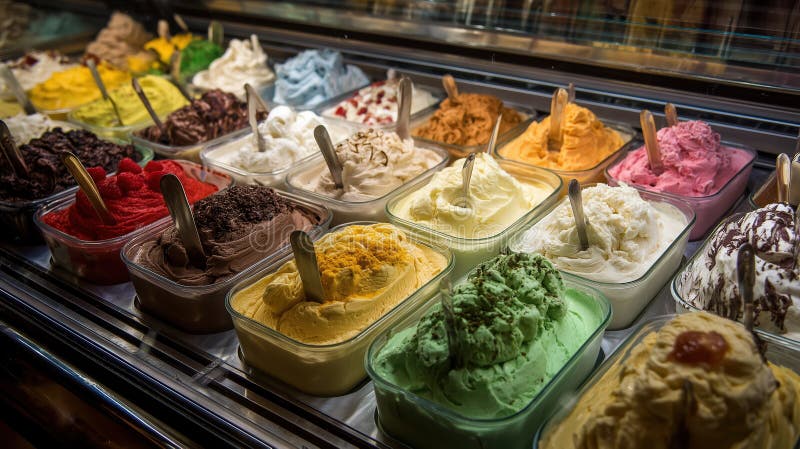 Assorted Gelato Flavors Displayed Stock Illustration - Illustration of ...