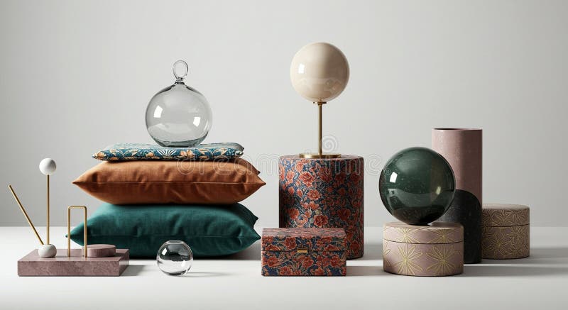 Assorted Geometric Objects Arranged Artistically, Featuring a Mix of ...