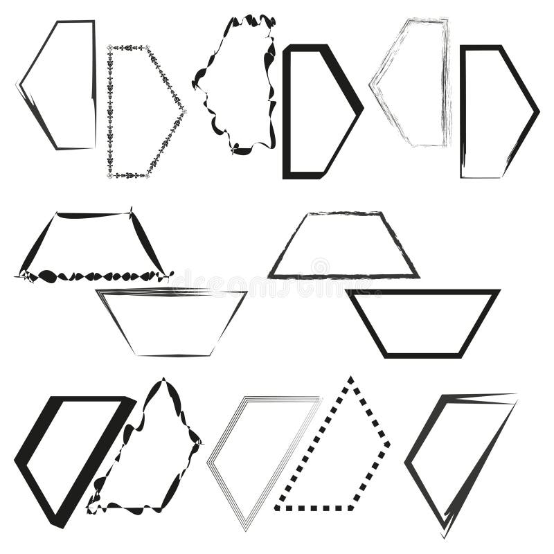Assorted Geometric Shapes Set. Distressed and Clean Edges. Vector ...