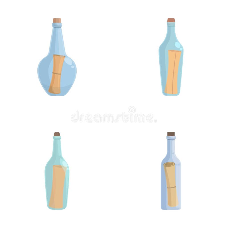 Assorted Glass Bottles with Paper Messages Stock Vector - Illustration ...