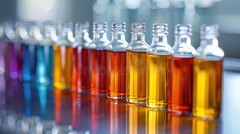 Assorted Glass Vials for Laboratory Use Filled with Colorful Liquid ...