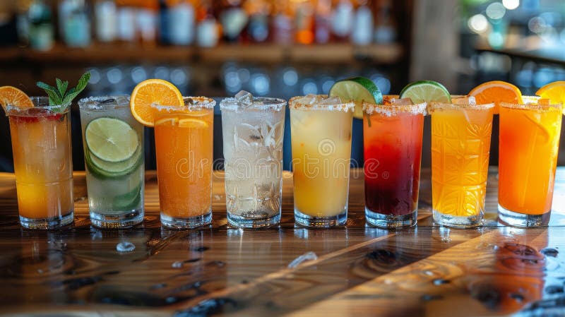 Assorted Glasses Filled with Different Drinks Stock Image - Image of ...
