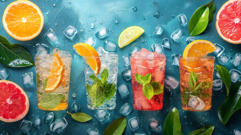 Assorted Glasses Filled with Various Drinks Stock Image - Image of ...