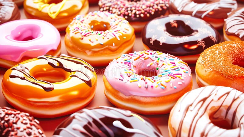 Assorted Glazed Doughnuts Packed in a Box Stock Illustration ...