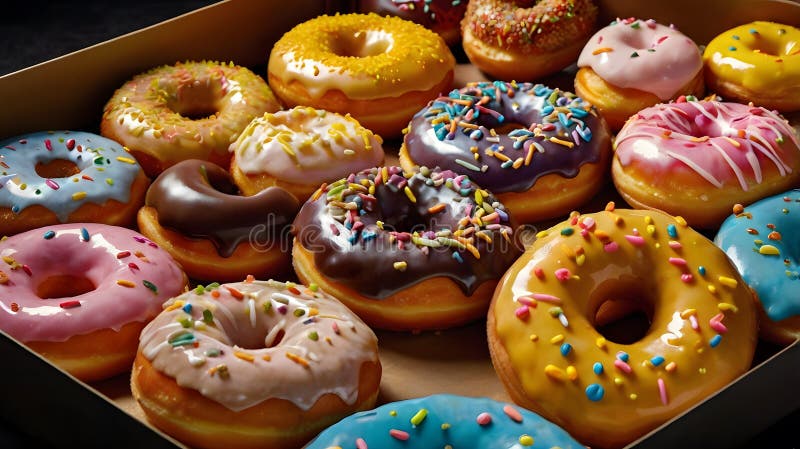 Assorted Glazed Doughnuts: Colorful, Fresh, and Delicious in a Takeout ...