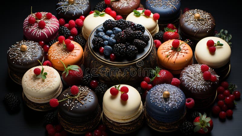 Assorted Gothic Style Cakes with Different Dark Icings. Decorated ...