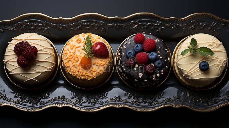 Assorted Gothic Style Cakes with Different Dark Icings. Decorated ...