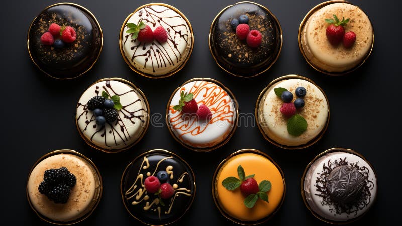 Assorted Gothic Style Cakes with Different Dark Icings. Decorated ...