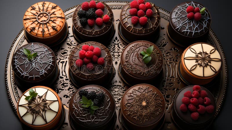 Assorted Gothic Style Cakes with Different Dark Icings. Decorated ...