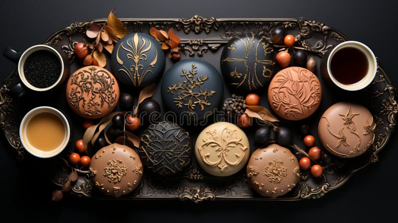 Assorted Gothic Style Cakes with Different Dark Icings. Decorated ...