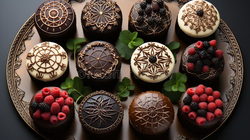 Assorted Gothic Style Cakes with Different Dark Icings. Decorated ...