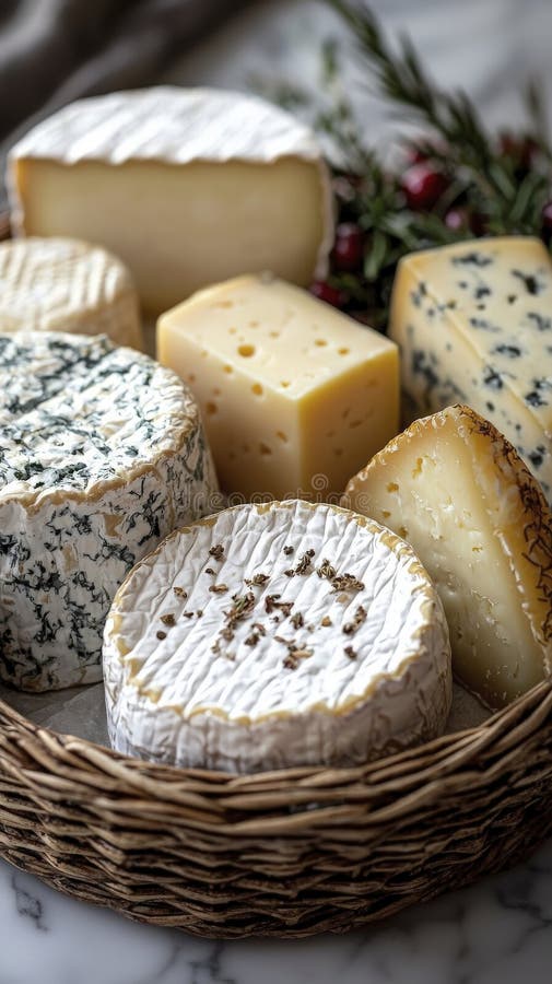 Colorful Assortment Gourmet Cheeses Basket Stock Photos - Free ...