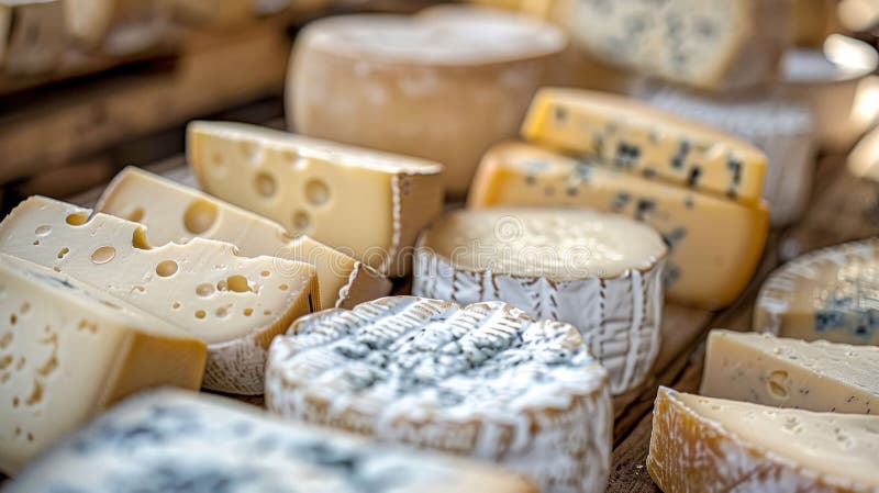 Assorted Gourmet Cheeses Close-Up. Generative Ai Stock Illustration ...