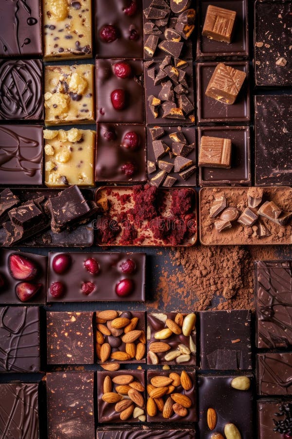 Assorted Gourmet Chocolate Bars with Nuts and Berries Stock ...