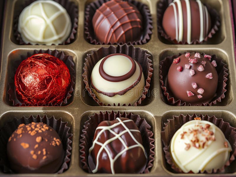 Assorted Gourmet Chocolate Truffles in Box Stock Photo - Image of ...