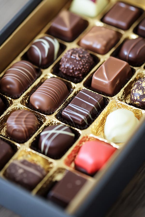 Assorted Gourmet Chocolate Truffles in Box High Quality Image Stock ...