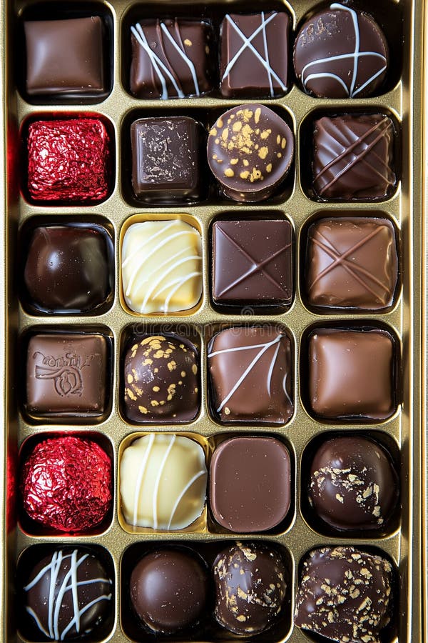 Assorted Gourmet Chocolate Truffles in Gold Box High Quality Image ...