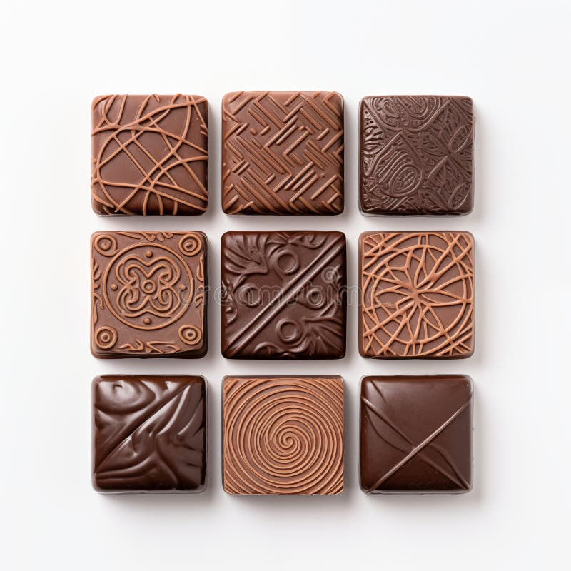 Assorted Gourmet Chocolates in Artistic Designs Stock Illustration ...