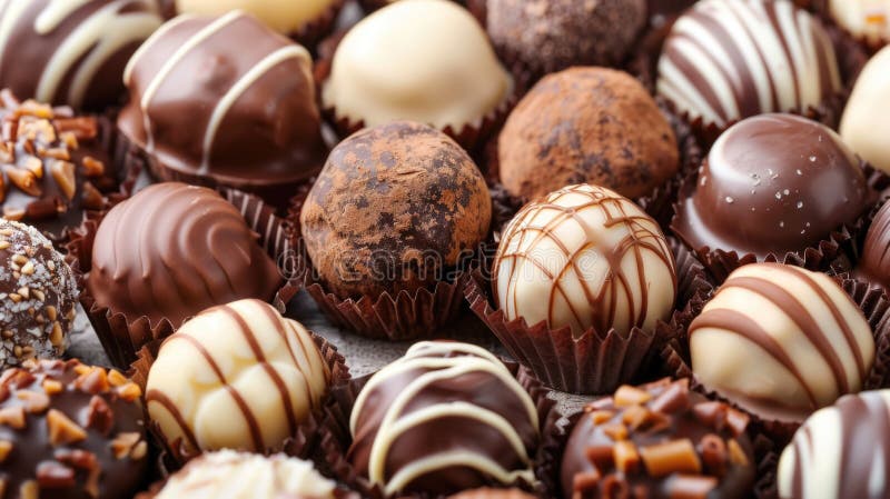 Assorted Gourmet Chocolates Collection Close-Up Stock Illustration ...