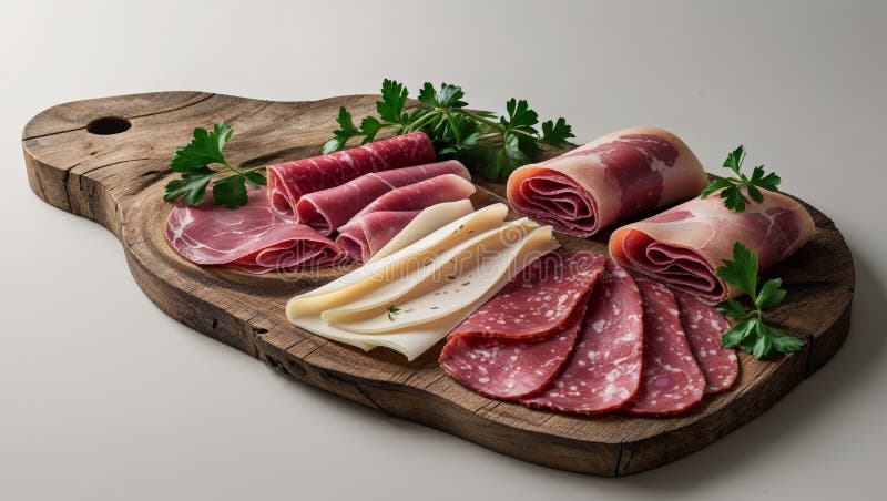 Assorted Gourmet Cold Meats on Wooden Board Stock Photo - Image of ...