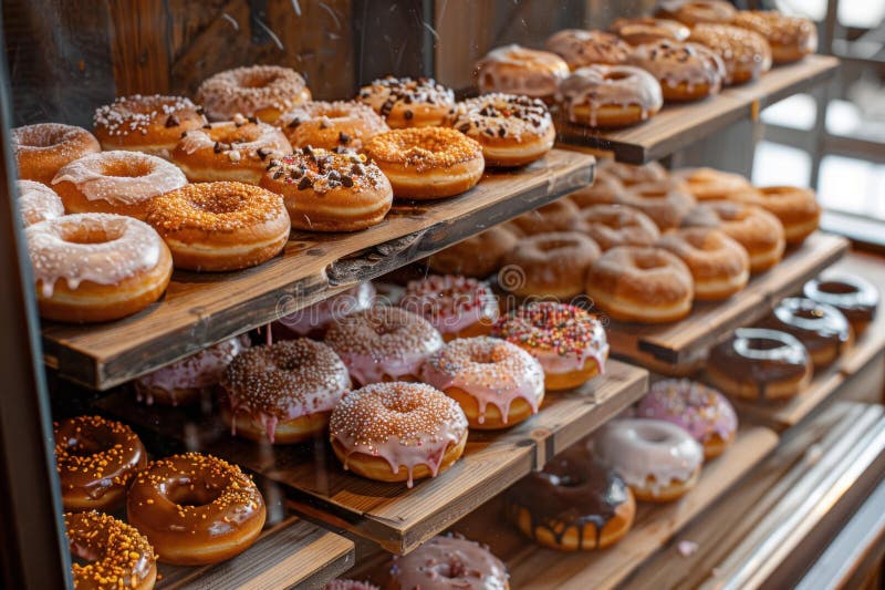 Assorted Gourmet Donuts Display Shelves Stock Photos - Free & Royalty ...
