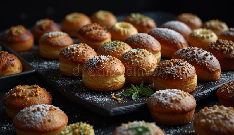 Assorted Gourmet Muffins Display Stock Illustration - Illustration of ...