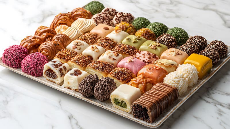 Assorted Gourmet Pastries and Confections on a Marble Surface a ...