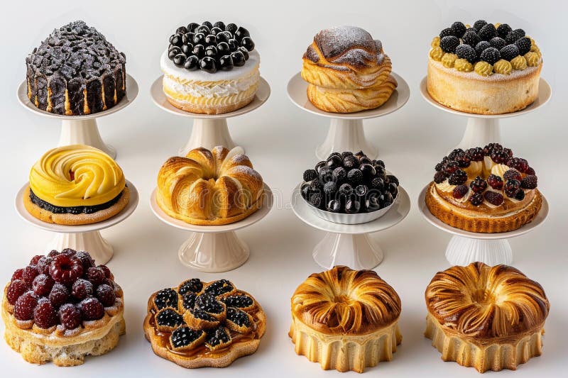Assorted Gourmet Pastries and Mini Cakes Arranged on a White Platter in ...