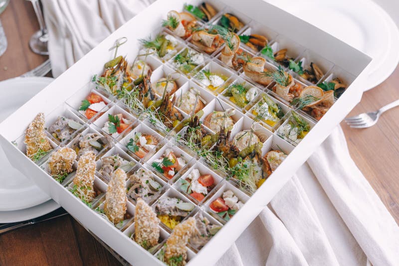 Assorted Gourmet Sandwiches in Elegant White Box Stock Photo - Image of ...