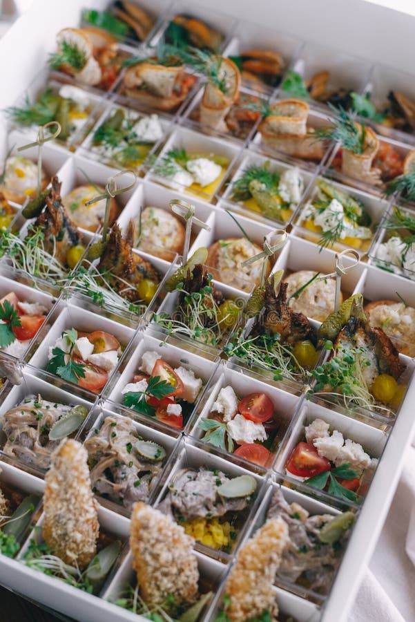 Assorted Gourmet Sandwiches in Elegant White Box Stock Photo - Image of ...