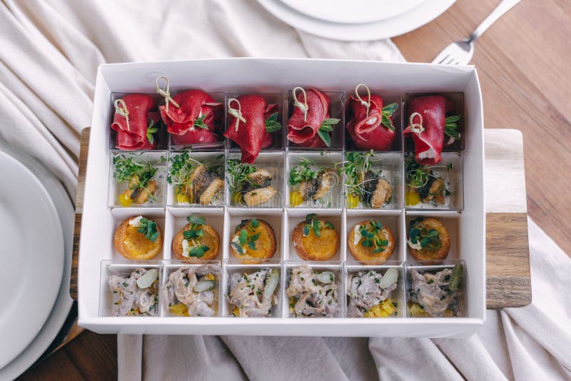 Assorted Gourmet Sandwiches in Elegant White Box Stock Image - Image of ...