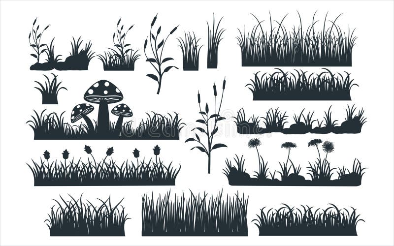 Assorted Grass and Grass Field Vector Graphic Design Template Set for ...