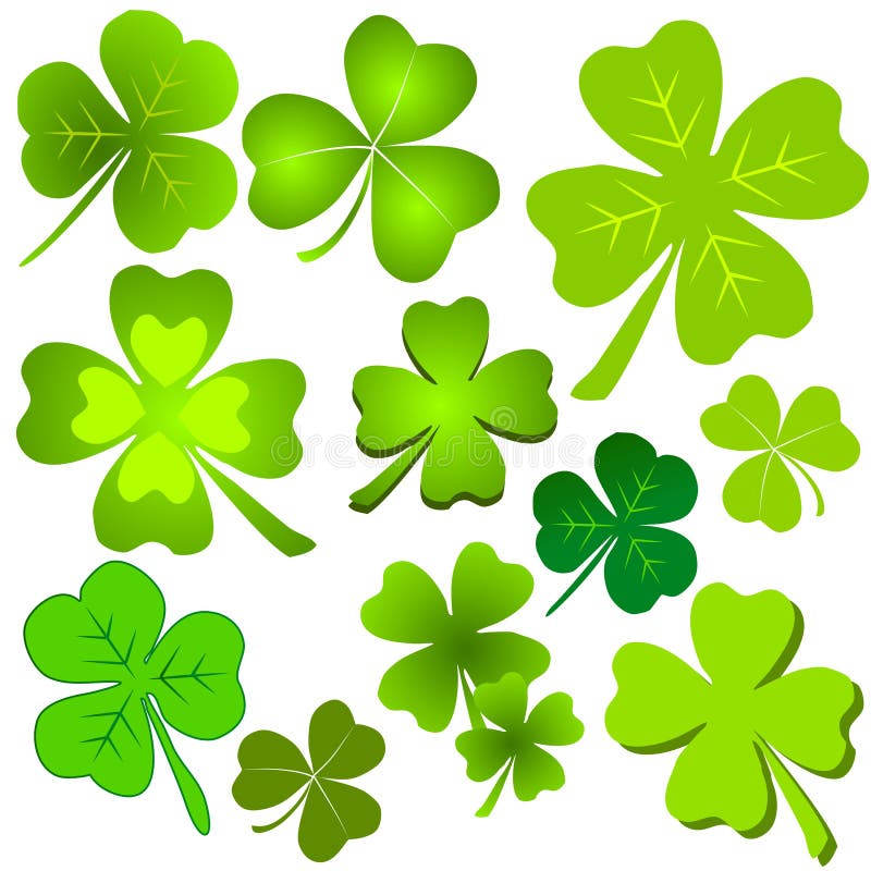 Assorted Green Clover Leaf Clip Art Stock Illustration - Illustration ...
